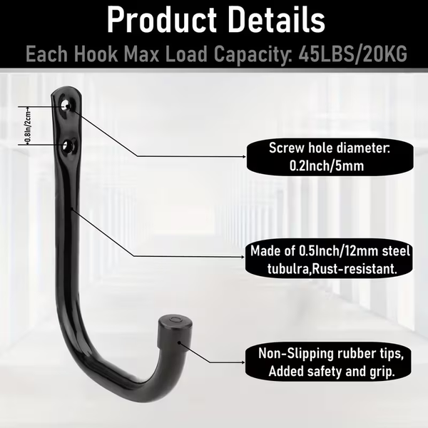 Heavy-Duty Wall Hook – 20 kg Cable & Tool Hanger for EV Charger Storag ...